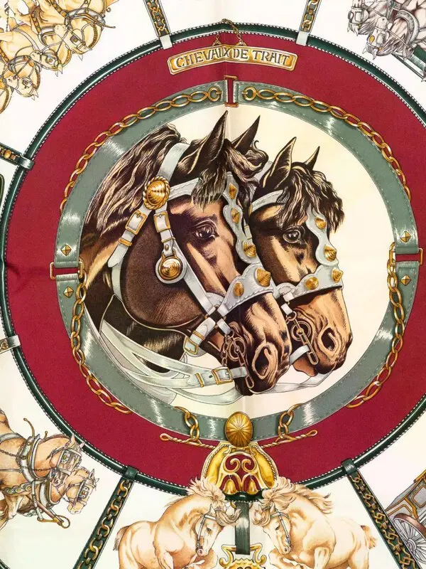 Hermès 1990-2000 Chevaux De Trait Silk Scarf 90 Scarves