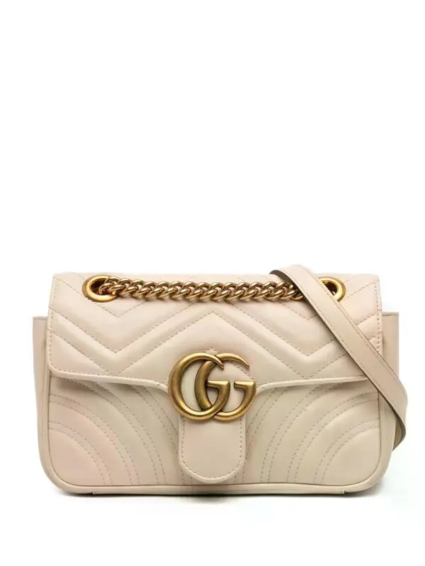 Gucci Gg Marmont Matelassé Calfskin Shoulder Bag - White