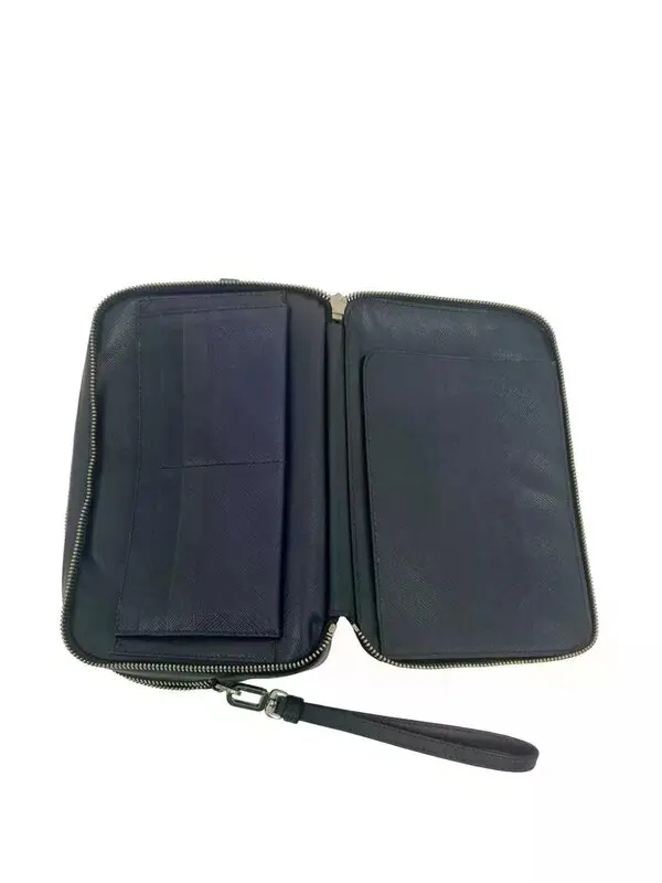 Prada Saffiano Leather Portfolio Zip Clutch Bag