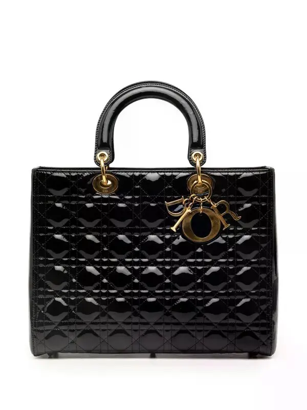 Dior Large Patent Cannage Lady Satchel - Black