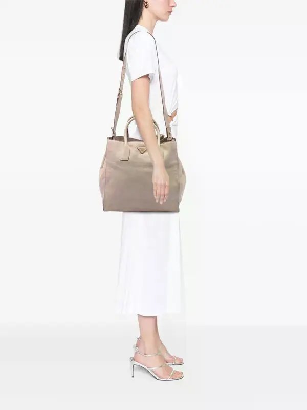 Prada Vitello Daino Convertible Tote Satchel - Neutrals