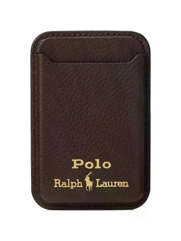 Polo Ralph Lauren Magsafe Pebbled Logo-detail Leather Card Case - Brown