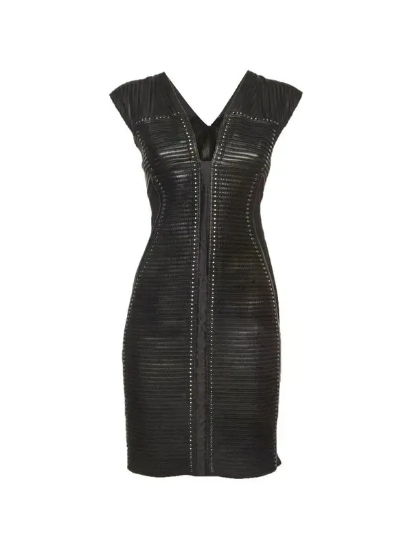 Roberto Cavalli Stud-detail Leather Mini Dress - Black