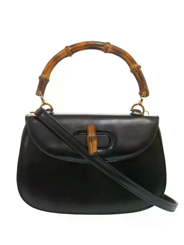 Gucci Small Calfskin Bamboo Night Satchel - Black