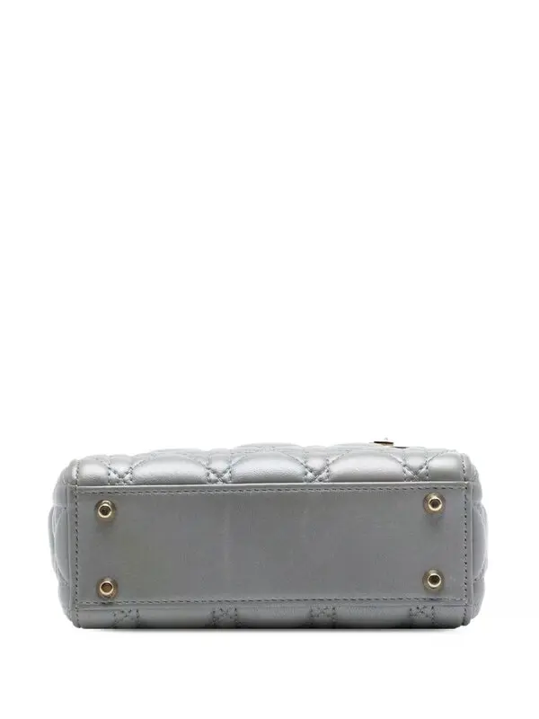 Dior Mini Metallic Lambskin Lady Satchel - Grey
