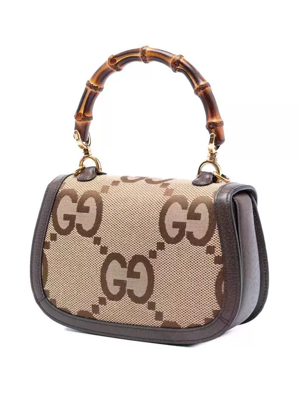 Gucci Jumbo Gg Canvas Bamboo 1947 Top Handle Bag Satchel
