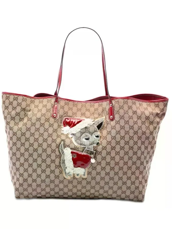 Gucci Gg Canvas Brando Oli Holiday Chihuahua Tote Bag - Neutrals