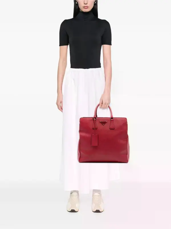 Prada Saffiano Lux Double Handle Shopping Tote Satchel