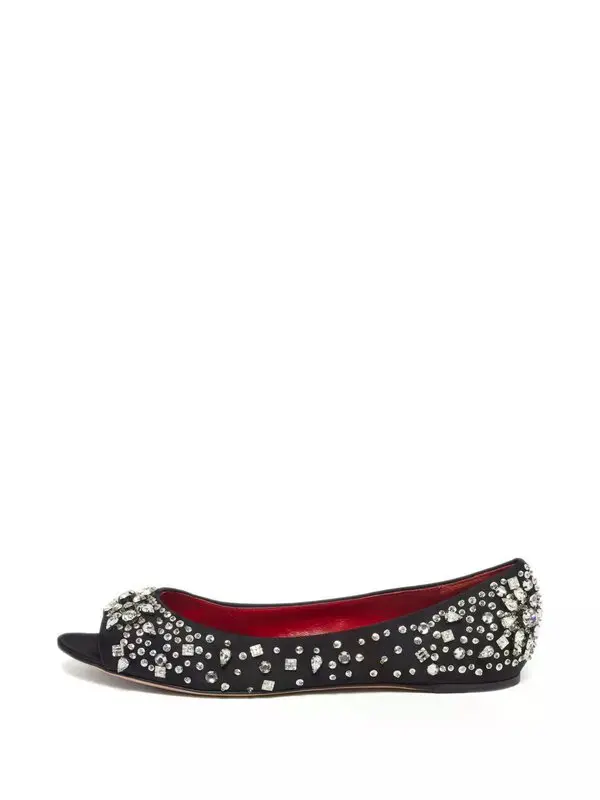 Moschino Crystal-embellished Ballet Flats - Black