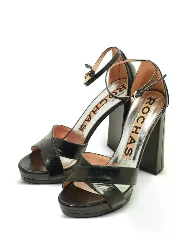 Rochas Lizard-embossed Ankle Strap Sandals