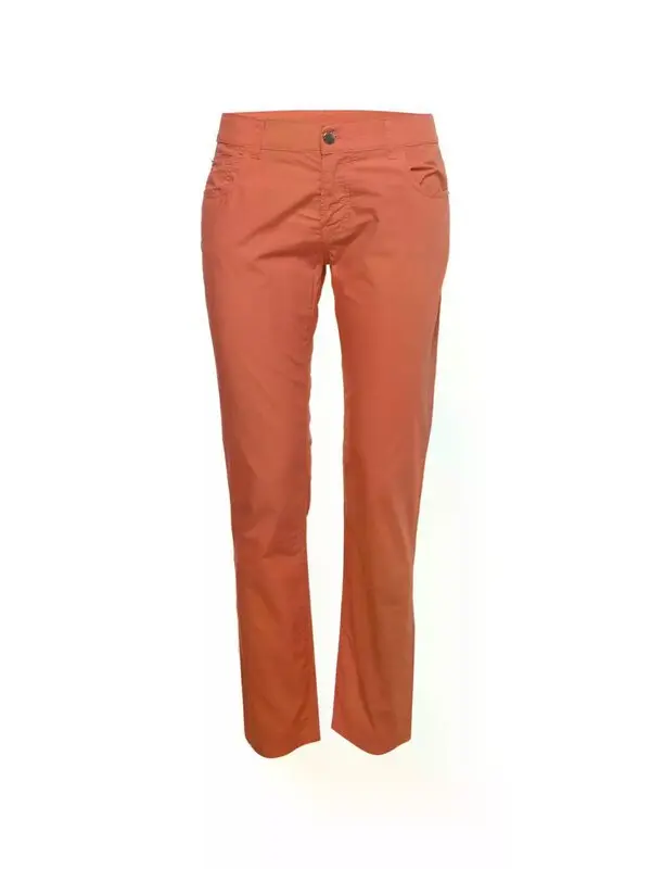Emporio Armani Salmon Red Cotton Cropped Trousers - Orange