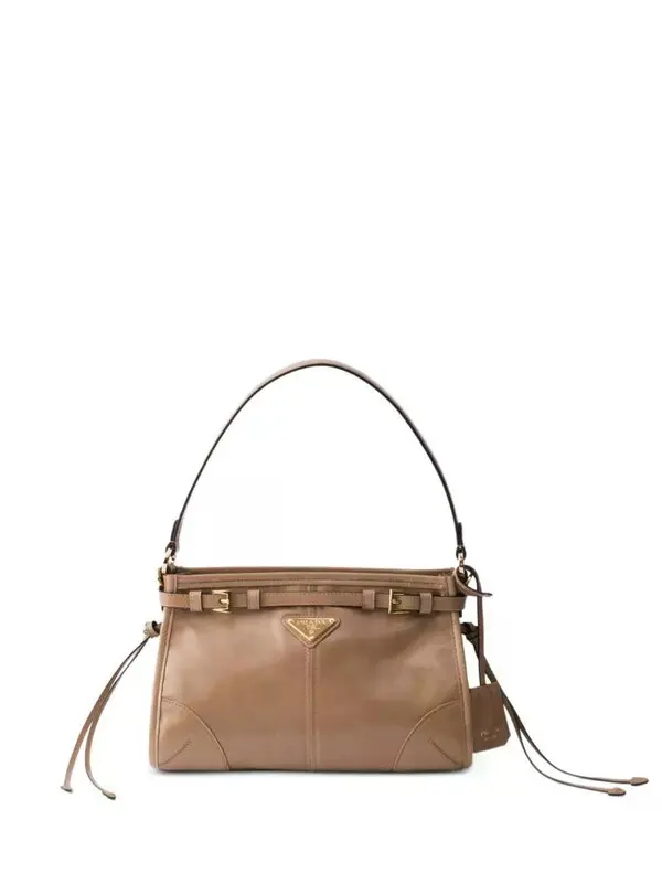 Prada Bonnie Small Leather Hobo Handbag - Neutrals