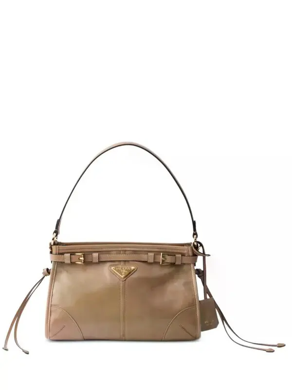 Prada Bonnie Small Leather Hobo Handbag - Neutrals