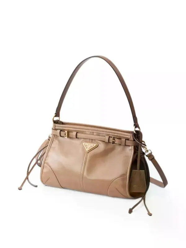 Prada Bonnie Small Leather Hobo Handbag - Neutrals