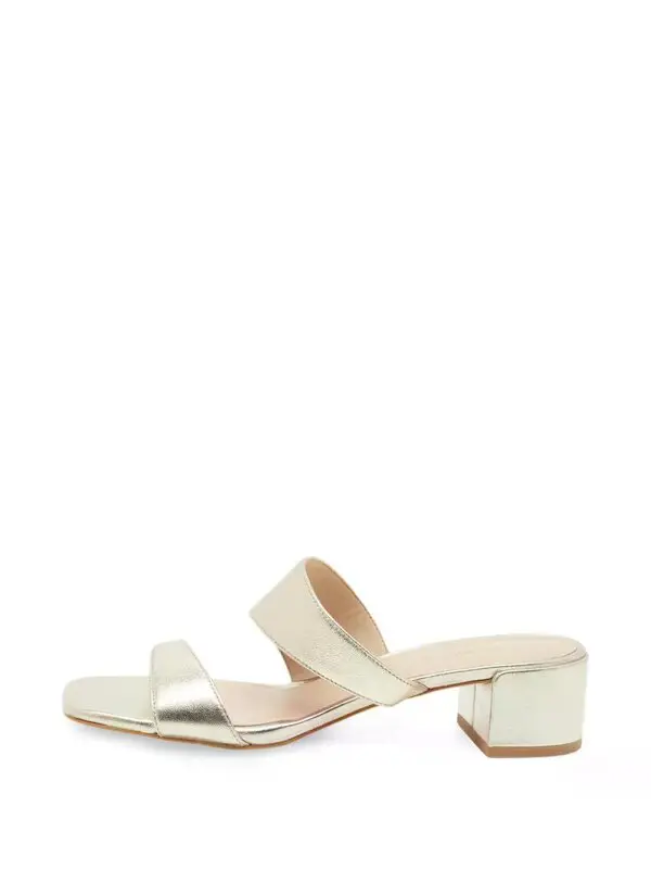STUART WEITZMAN Metallic Calf Leather Double Strap Sandals - Gold