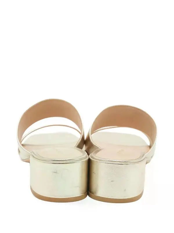 STUART WEITZMAN Metallic Calf Leather Double Strap Sandals