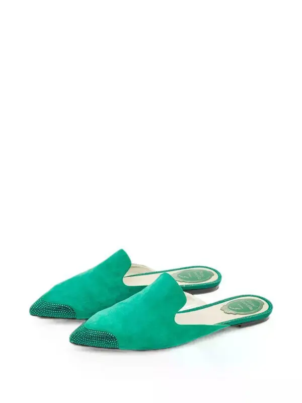 Rene Caovilla Crystal-embellished Suede Mules