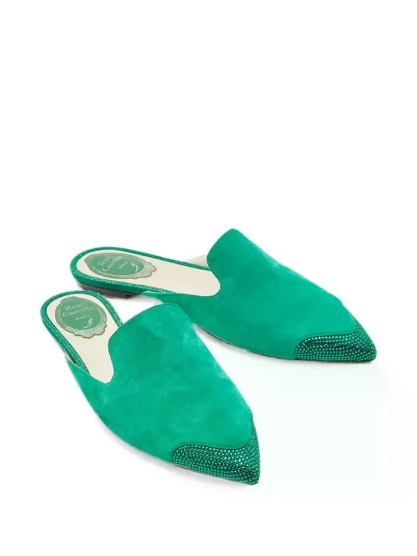 Rene Caovilla Crystal-embellished Suede Mules