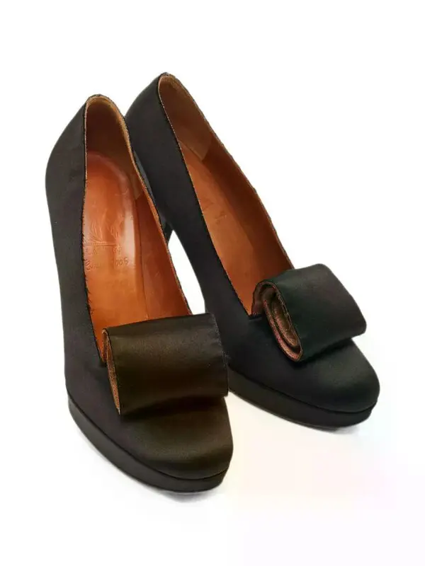 LANVIN Satin Platform Pumps With Bow Detail