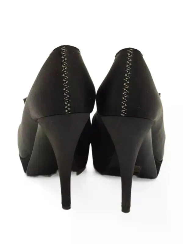 LANVIN Satin Platform Pumps With Bow Detail