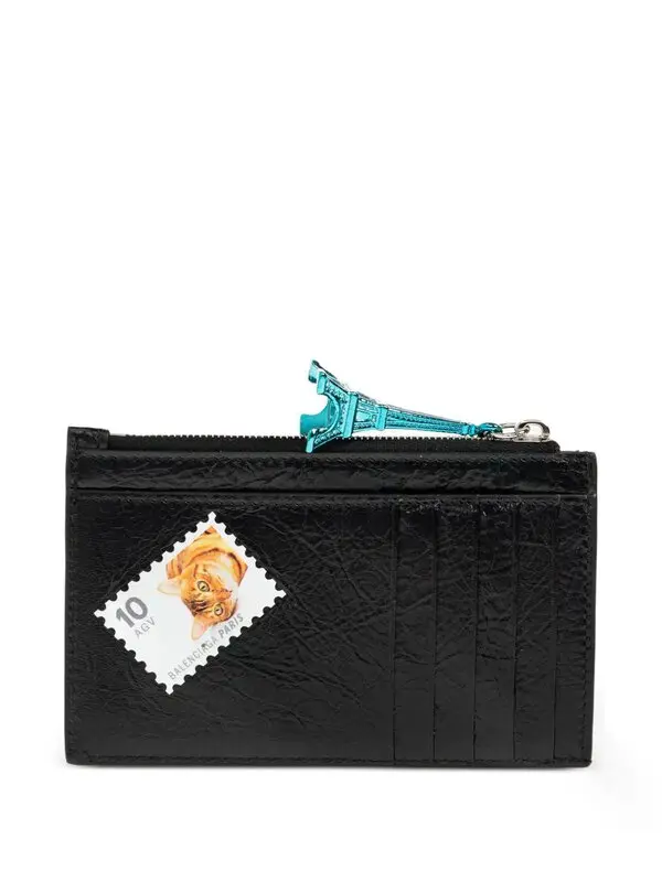 Balenciaga Cash Sticker-print Eiffel Tower-charm Cardholder