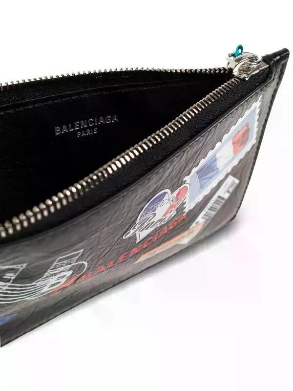 Balenciaga Cash Sticker-print Eiffel Tower-charm Cardholder