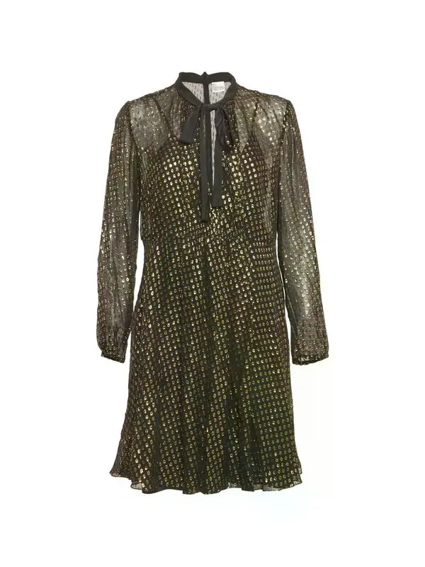 Red Valentino Long-sleeve Chiffon Mini Dress - Black