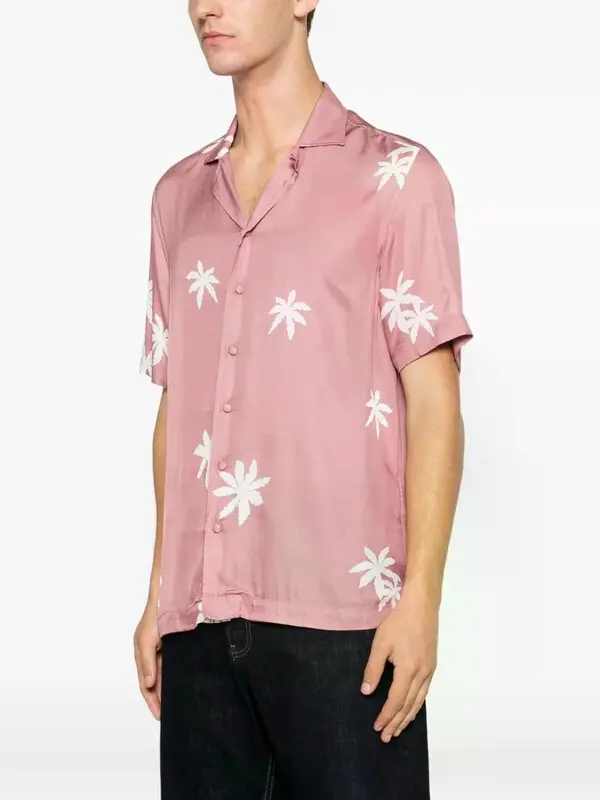 Tagliatore Hawaii Palm-print Short-sleeve Shirt - Pink
