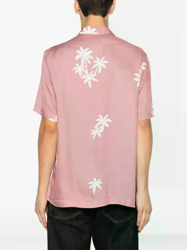 Tagliatore Hawaii Palm-print Short-sleeve Shirt - Pink