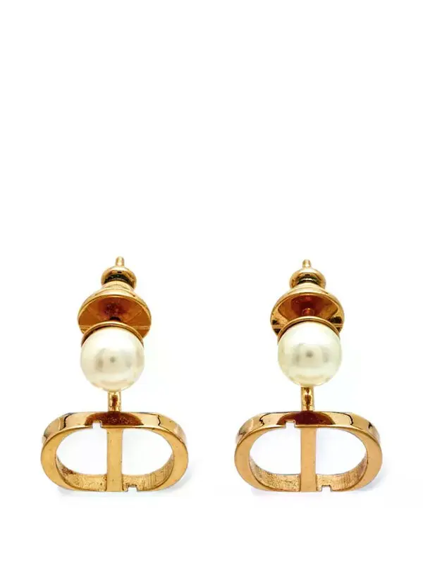 Dior Tribales Cd Faux Pearl Earrings - Gold