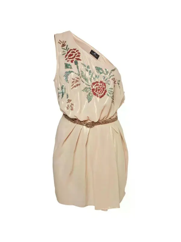 Elisabetta Franchi One-shoulder Floral Embellished Dress - Neutrals