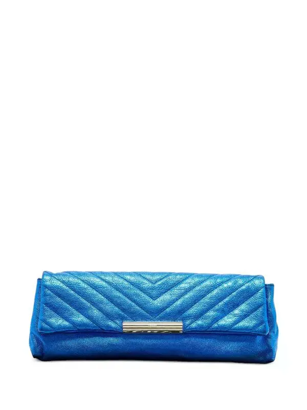 Alexander McQueen Metallic Chevron-quilted Clutch Bag - Blue