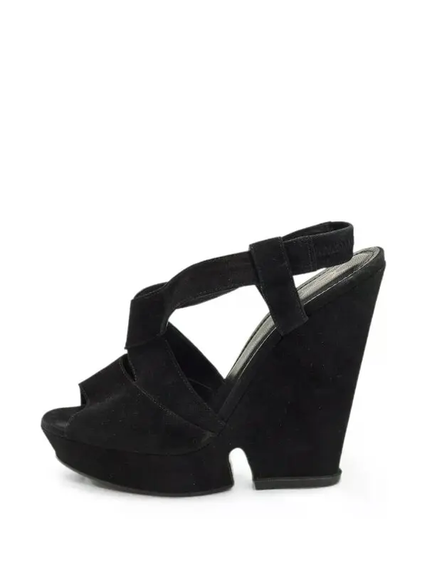 Saint Laurent Crossover Wedge Sandals - Black