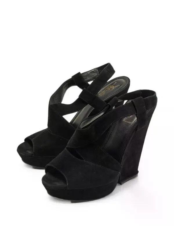 Saint Laurent Crossover Wedge Sandals
