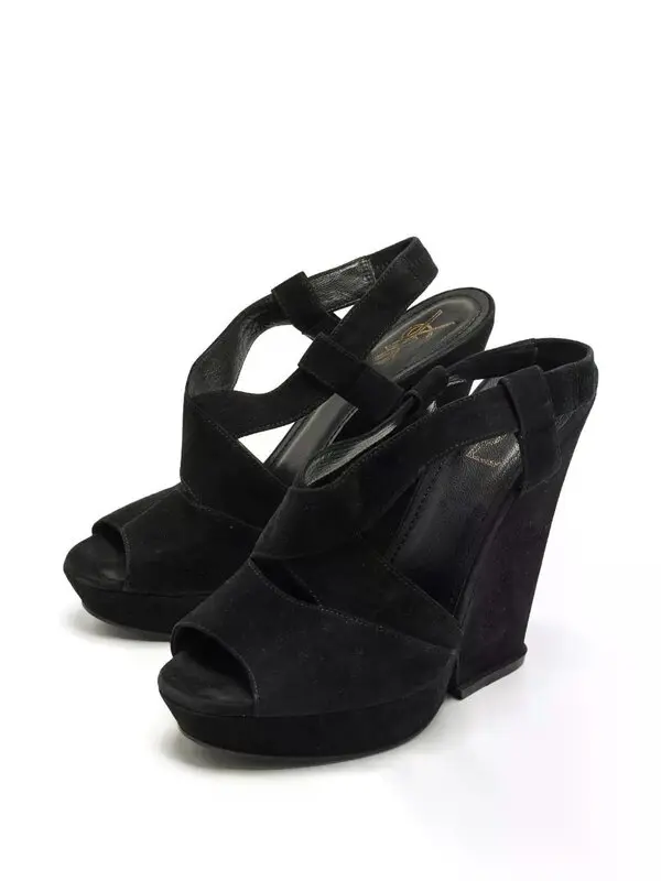 Saint Laurent Crossover Wedge Sandals