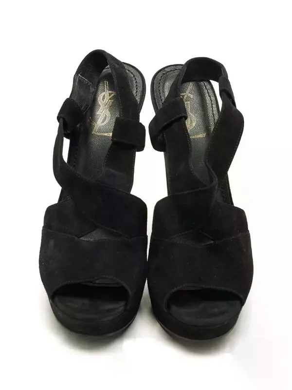 Saint Laurent Crossover Wedge Sandals