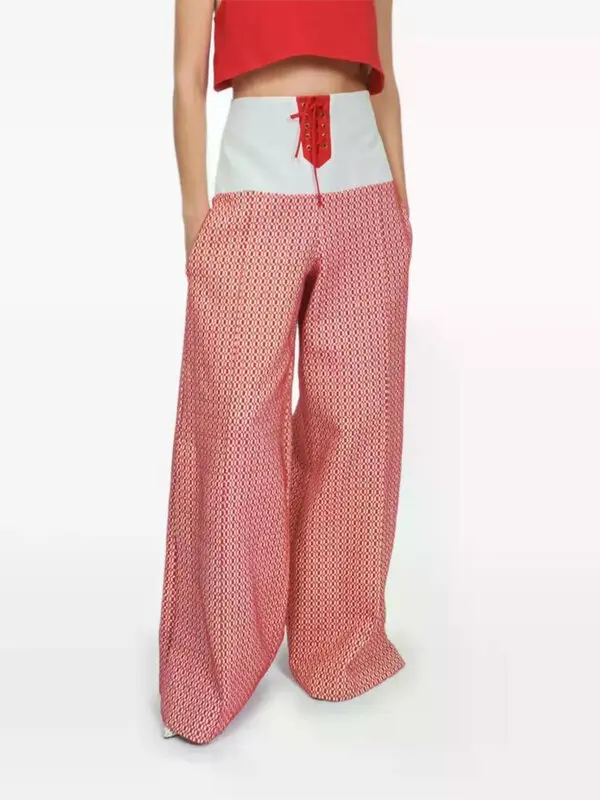 Rosie Assoulin Jacquard Lace-up Trousers - Red