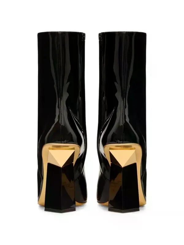 Valentino Garavani Hyper One Stud Ankle Boots In Patent Leather 105mm