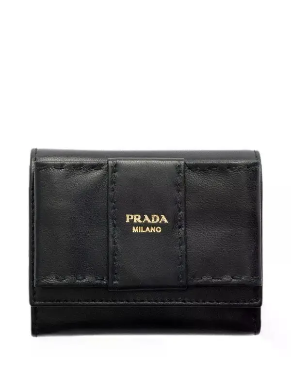 Prada Small Nappa-leather Wallet With Bow - Black