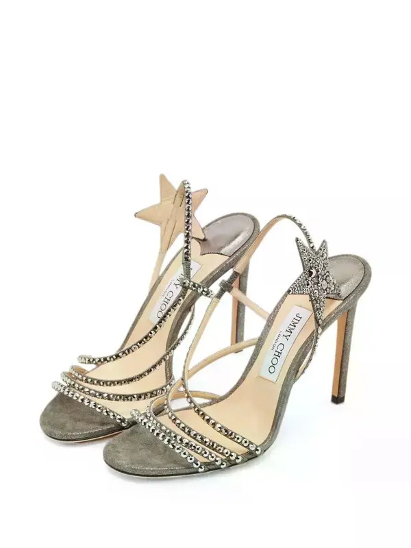 JIMMY CHOO Lynn Crystal Embellished Suede Sandals - Grey