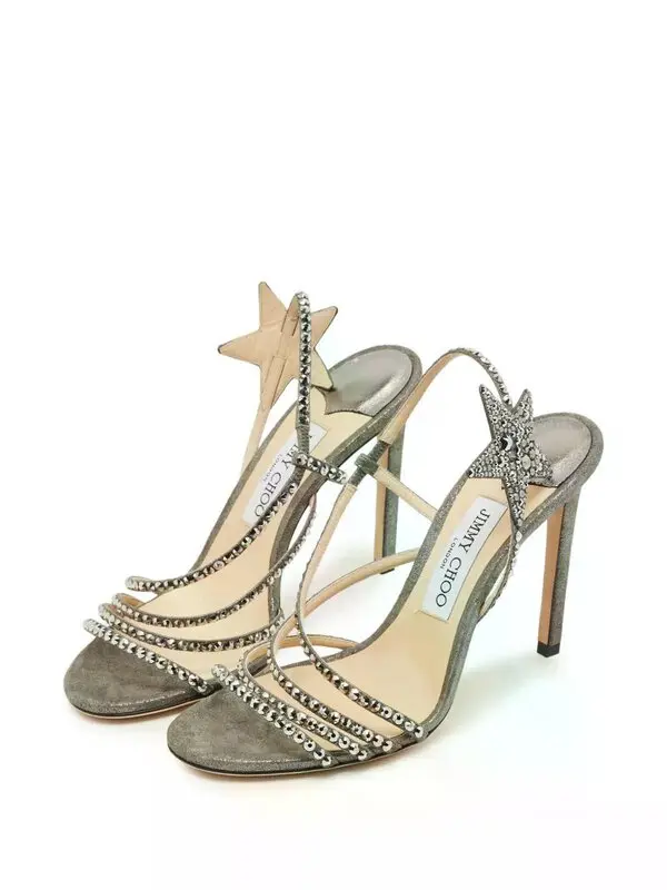 JIMMY CHOO Lynn Crystal Embellished Suede Sandals - Grey