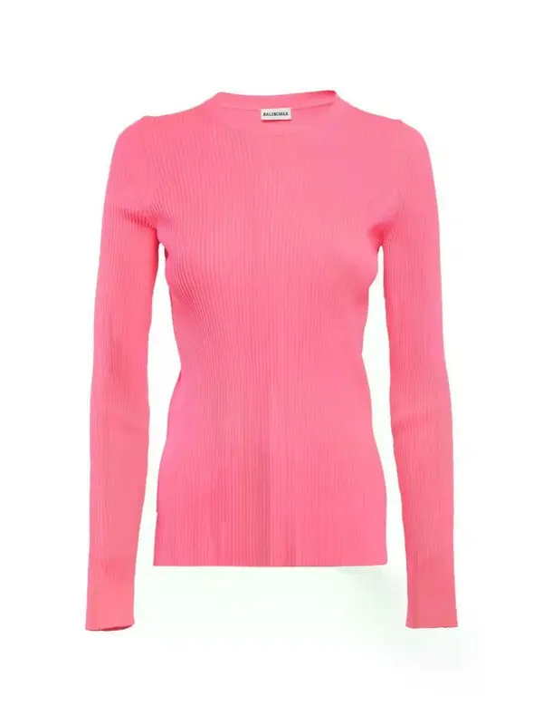 Balenciaga Rib-knit V-neck Sweater - Pink