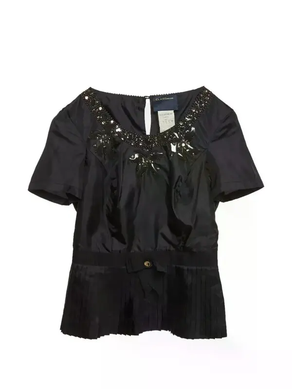 Roberto Cavalli Beaded Pleated Blouse - Black