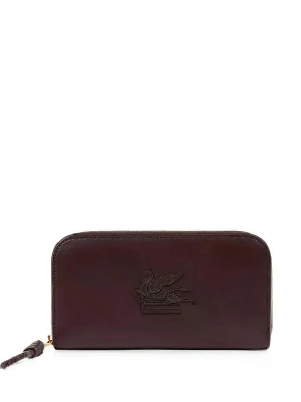 Etro Libra Zip-around Leather Wallet With Pegaso - Red