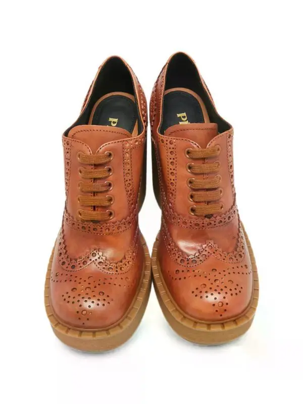 Prada Block Heel Pumps With Brogue Detailing