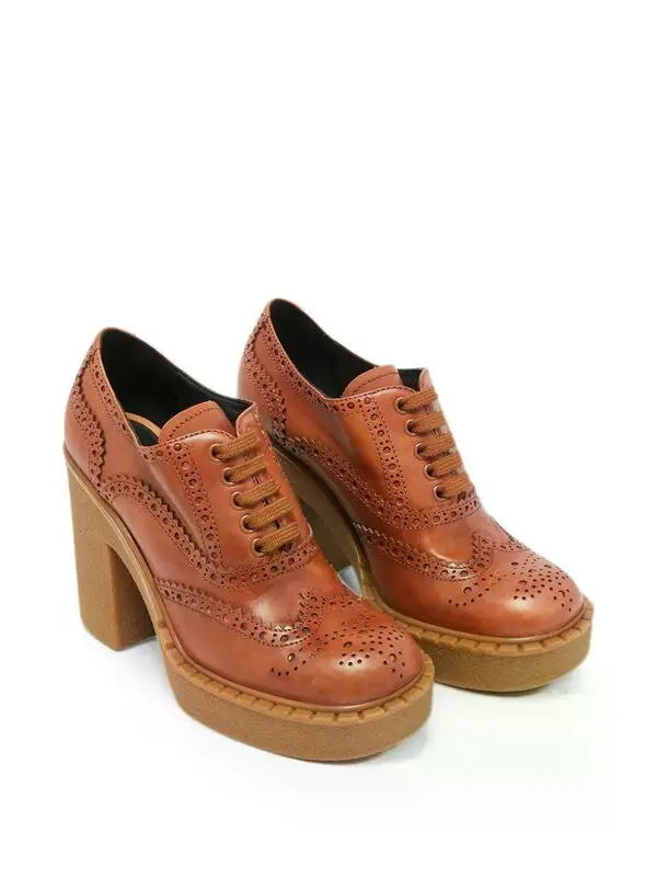 Prada Block Heel Pumps With Brogue Detailing