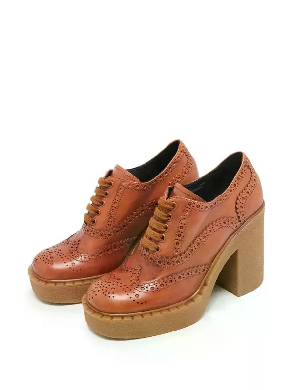 Prada Block Heel Pumps With Brogue Detailing