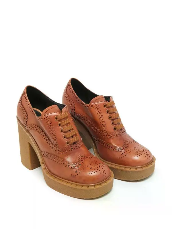 Prada Block Heel Pumps With Brogue Detailing