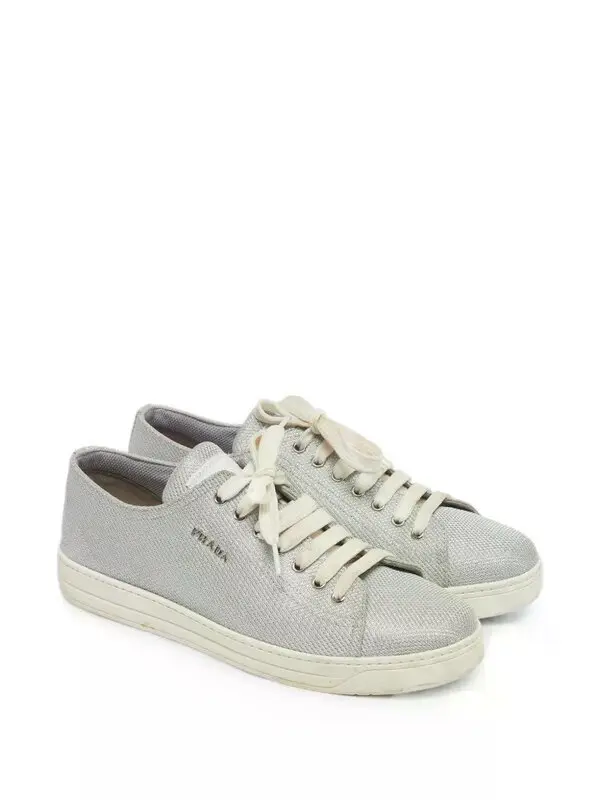Prada Metallic Effect Lace-up Sneakers
