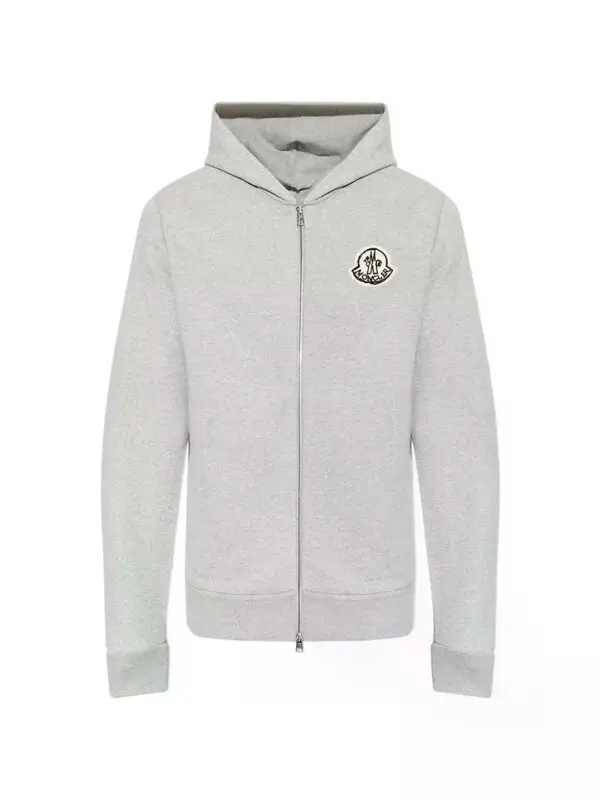 Moncler Logo Patch Zip-up Hoodie - Grey